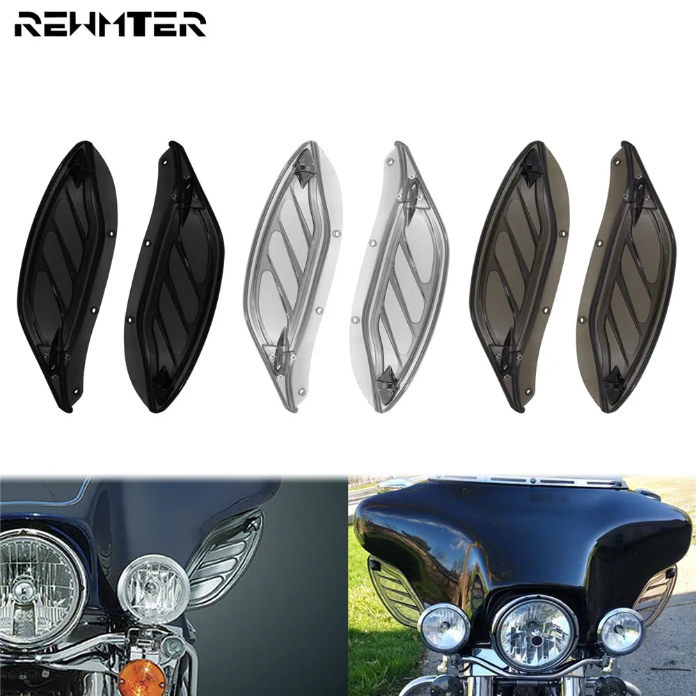 Motorcycle-Adjustable-ABS-Side-Wing-Fairing-Air-Deflector-Black-Grey ...