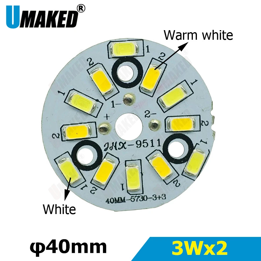 3Wx2 Warm/Cold White two color in one PCB 35mm/40mm/45mm 5730 SMD Light ...