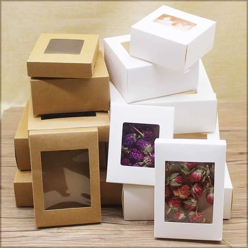 10pcs-DIY-GIfts-package-with-window-white-kraft-christmas-gifts-box ...