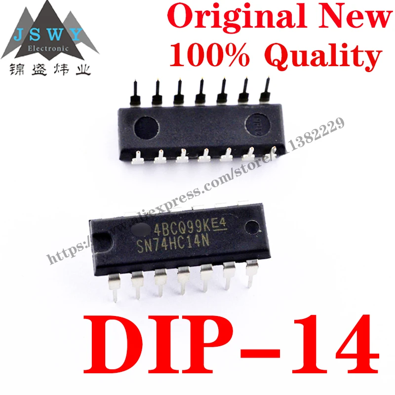 10-100-PCS-SN74HC14N-DIP-14-Semiconductor-Logic-IC-Converter-IC-Chip ...