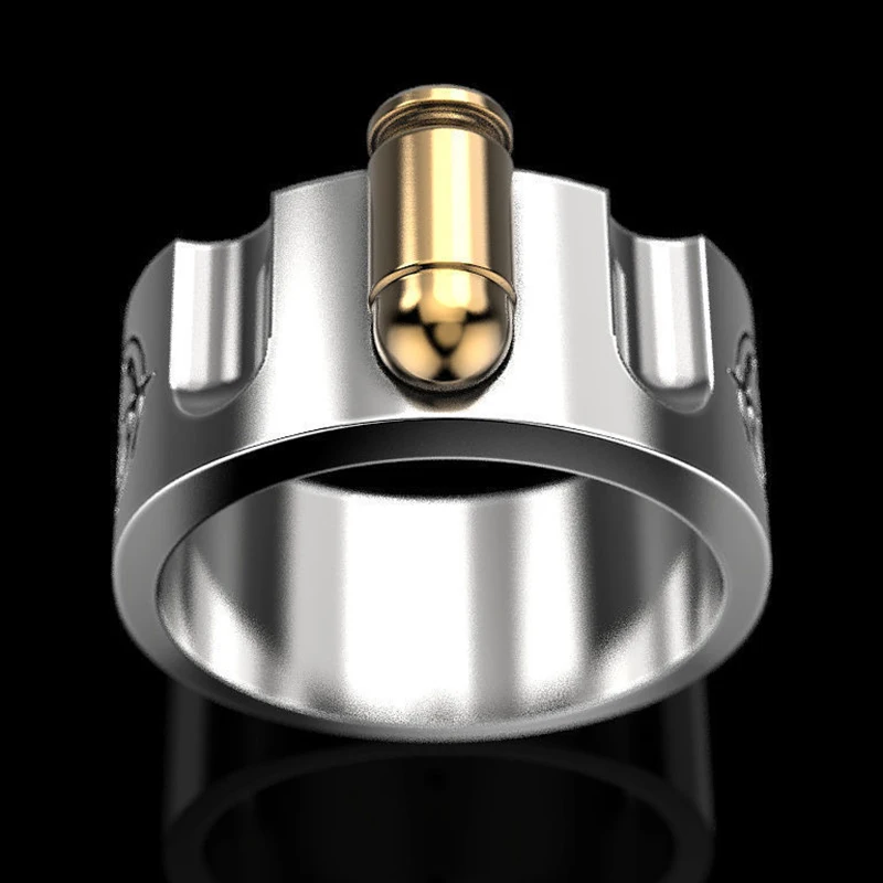 Vintage Exquisite Punk Russian Roulette Bullet Men's Ring Personality ...