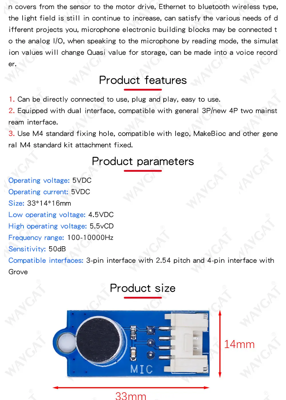 Circuits intégrés,Sound Sensor--Module De Détection Et Contrôle De Sons Max4466 Max9814 Pour ...