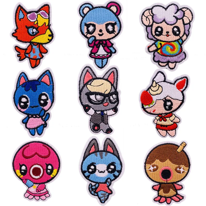 animal-crossing-embroidery-iron-on-patches-stripes-thermo-stickers-on ...