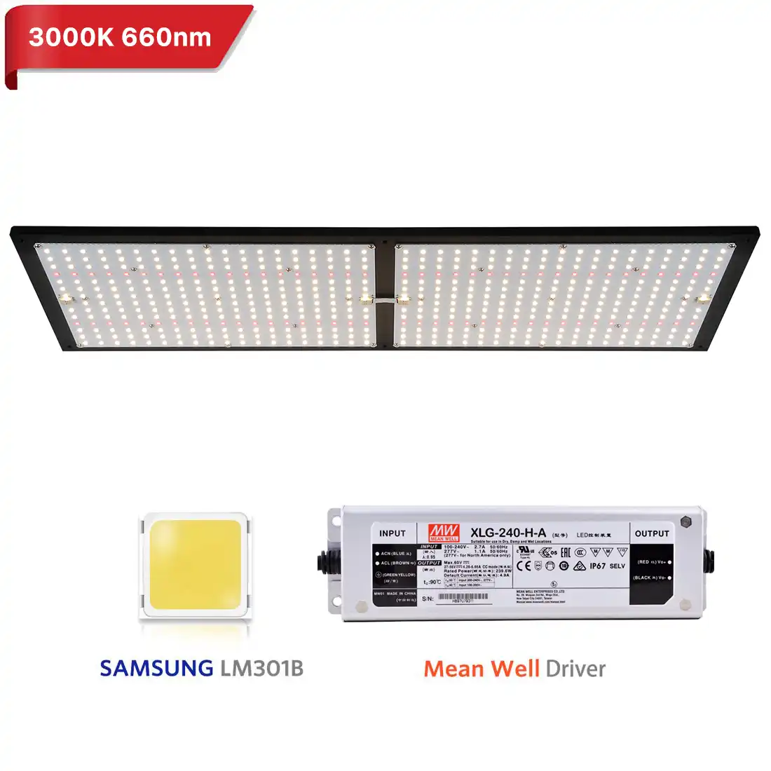 Samsung V3 LM301H 3000K with epistar 660nm quantum led board diy full spectrum led grow light ...