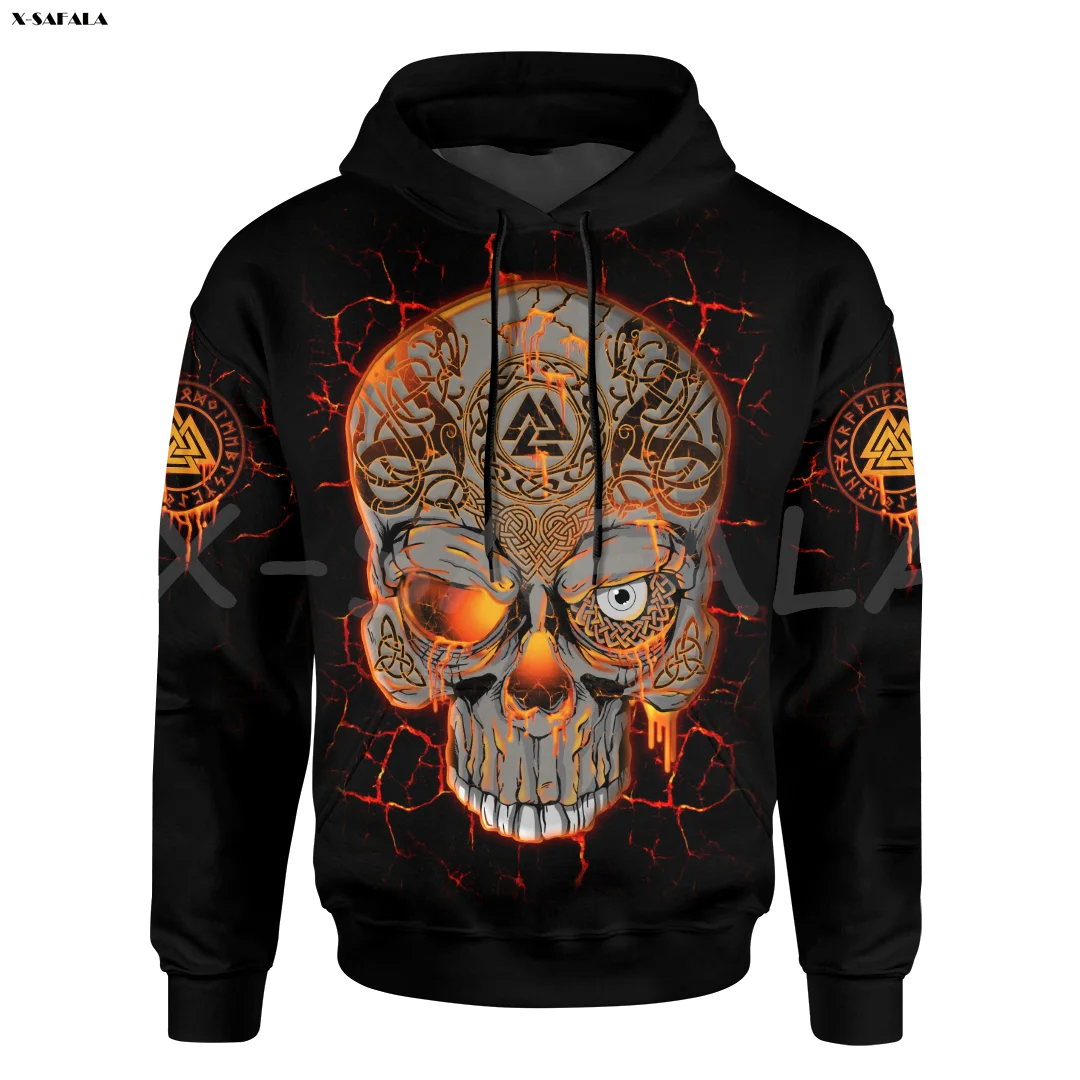 Viking 2021 Odin Tattoo Lava Skull Falg American 3D Printed Hoodie Man ...