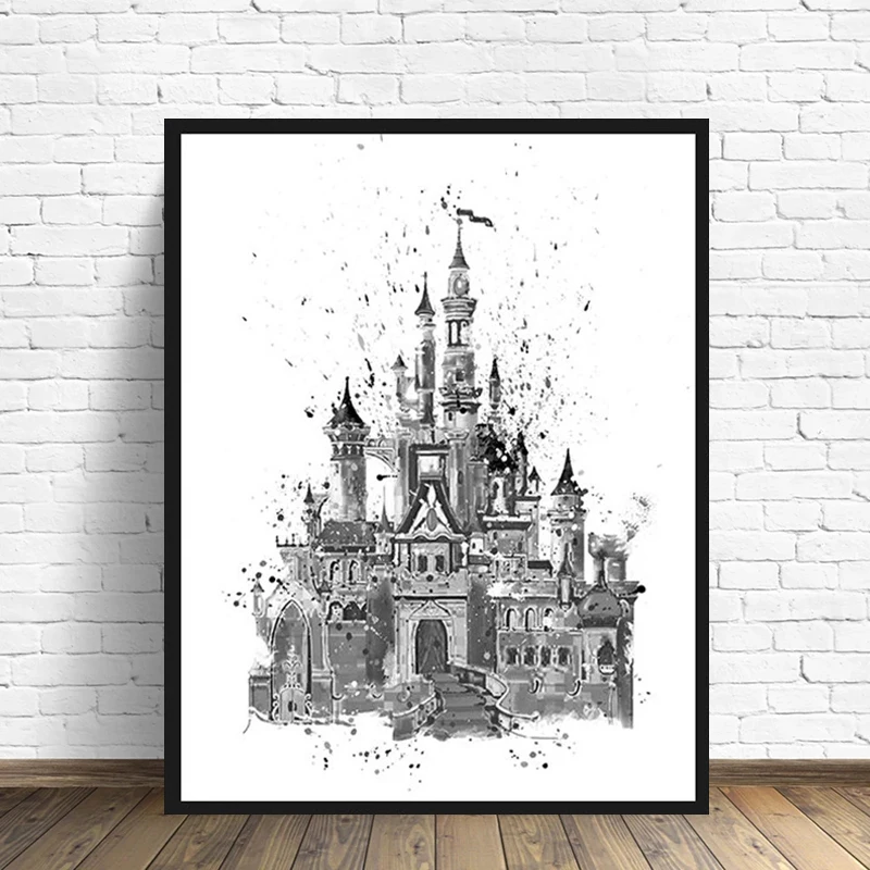 Disney Castle Black And White