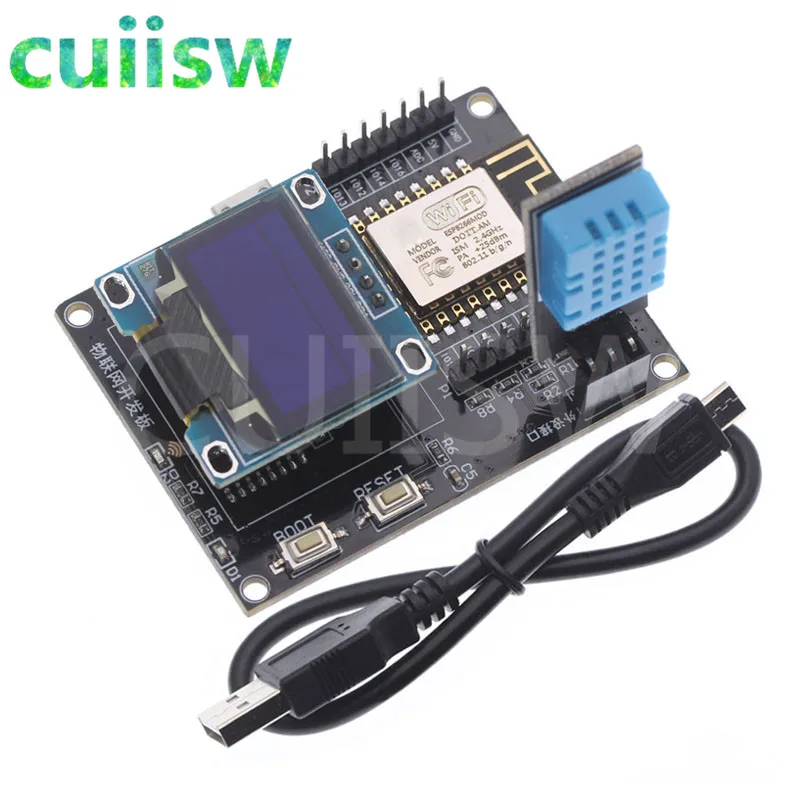 Esp8266 iot placa de desenvolvimento + temperatura e umidade dht11 + 0.96 display oled sdk ...