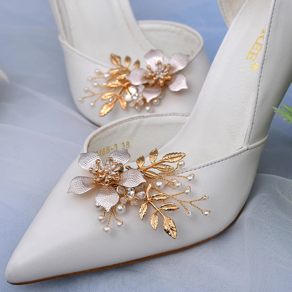 X27 2pcs Romantic Flowers Wedding Shoe Buckle Luxury Wedding Shoe ...