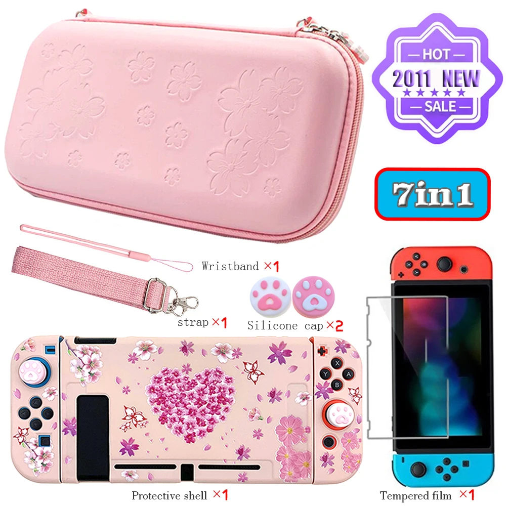 Pink-Travel-Carrying-Case-Kit-for-Nintendo-Switch-Accessories-Portable ...