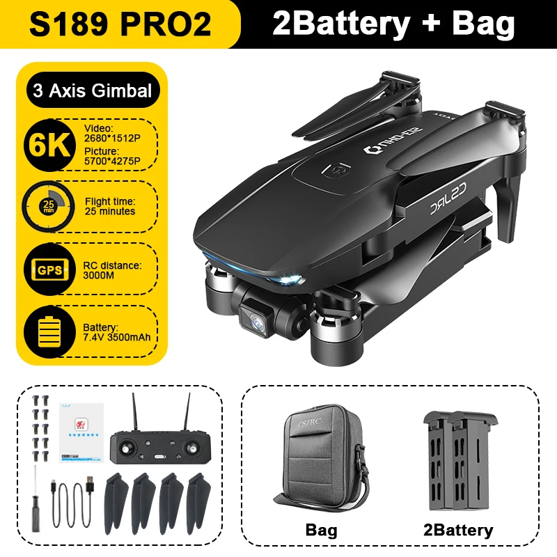S189 Pro2 GPS Drone 6K EIS 3-axis gimbal Camera RC Drone – 5 Star Drones