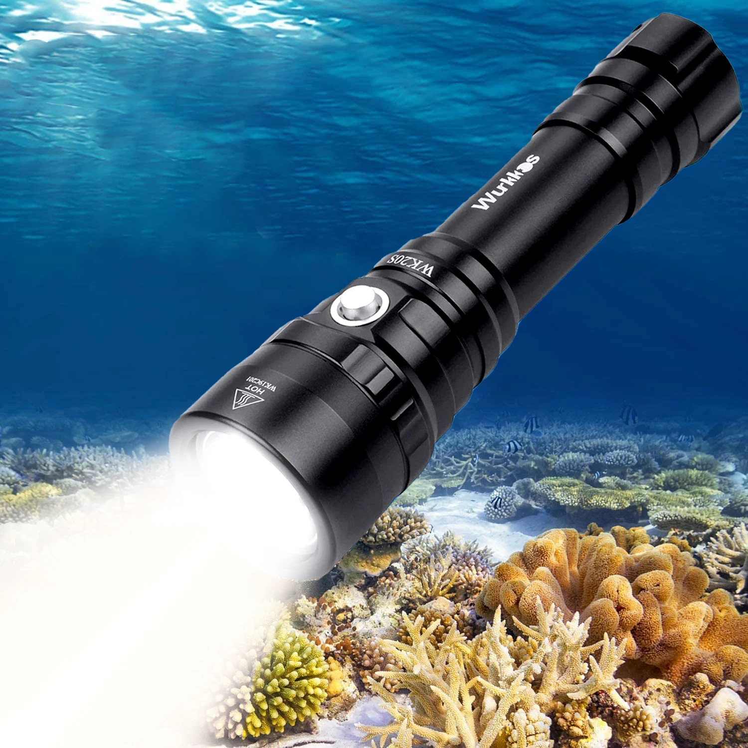 Linterna de buceo potente WK20 Cree XPL, 1000LM, 18650, luz de buceo ...