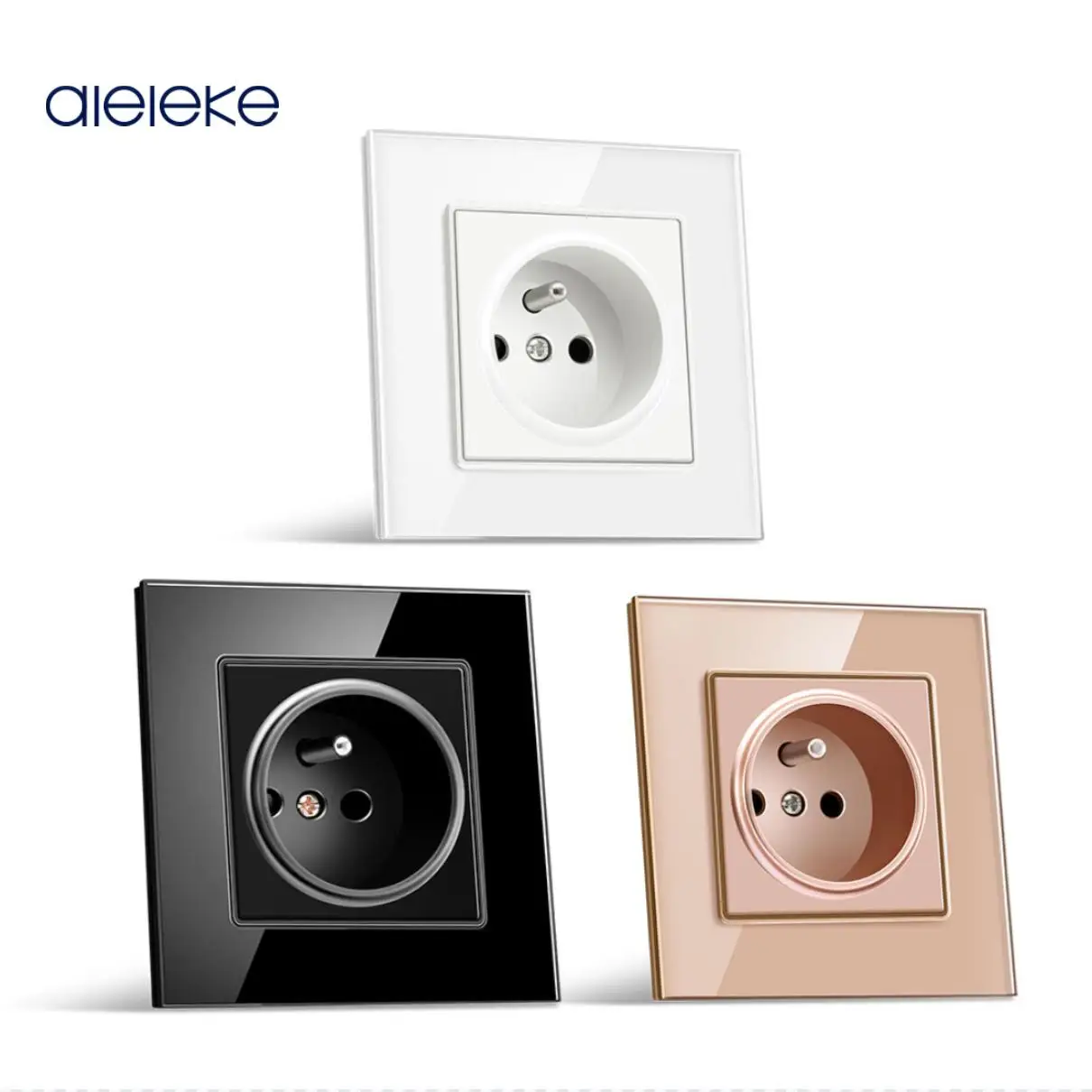 Wall Crystal Tempered Glass Panel Power Socket Plug French Standard ...