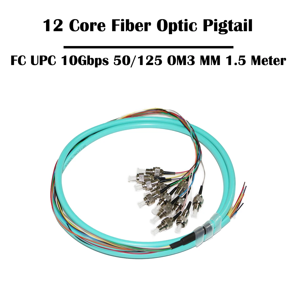 12 Core 1.5 Meters FC/UPC 10Gbps 50/125 OM3 MM Multimode Fiber Optic ...