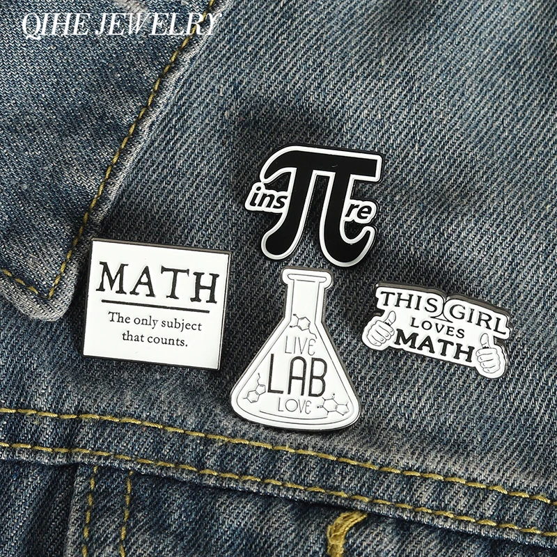 Pi (π) Enamel Pin Women In Math And Science Metal Brooches Black White ...