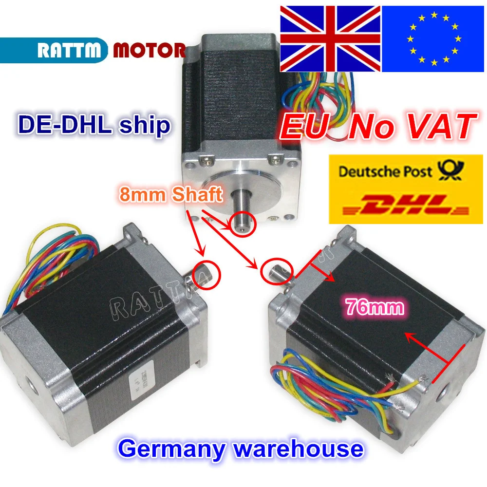 Eu Ship /free Vat 3pcs Nema23 23hs8430 76mm 270oz-in 1.8n.m 3a Stepper ...