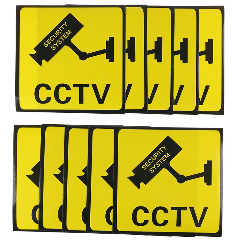10pcs Warning Sticker Monitoring Warning Sign Security Warning Labels ...