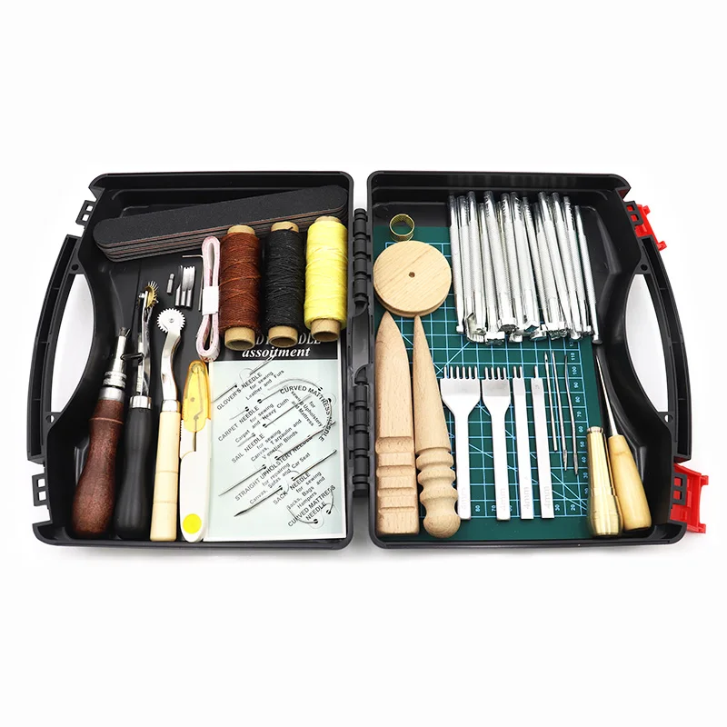 Leather Craft Tools Kit DIY Tool Set Hand Sewing Stitching Punch ...