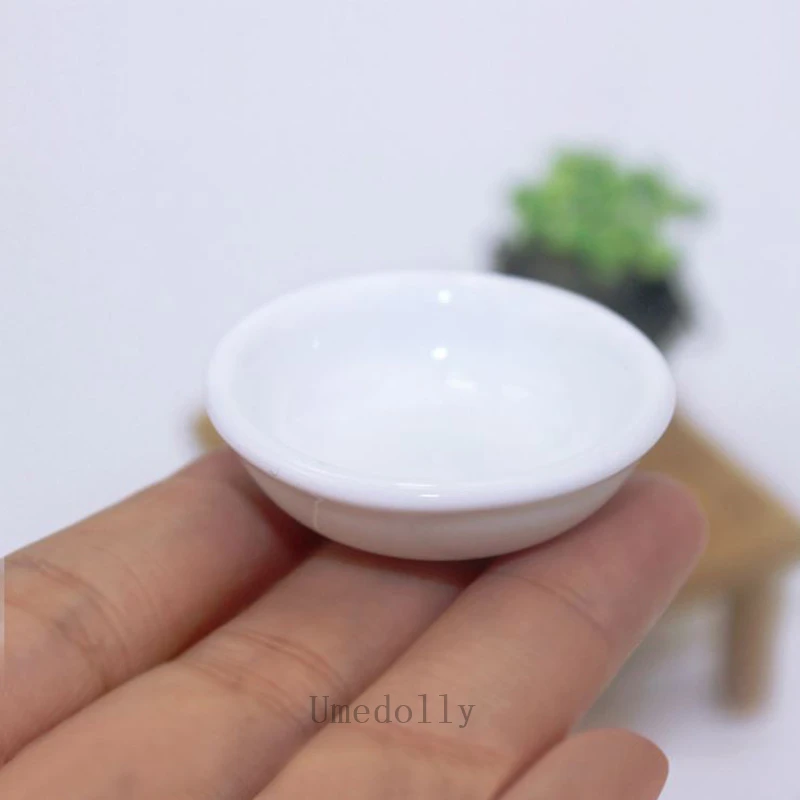 1PCS 1/12 Dollhouse Miniature Ceramic White Plate Model for Pretend ...