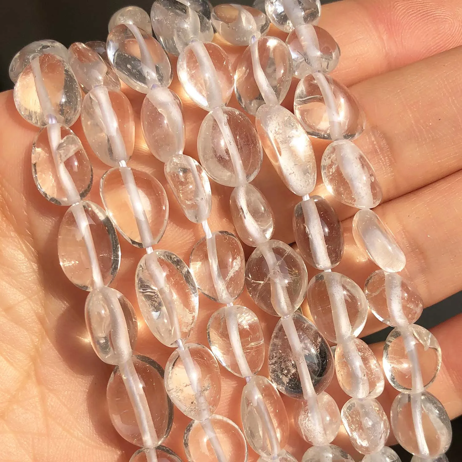 8-10mm-Irregular-Natural-Clear-Quartz-Crystal-Beads-Smooth-Loose-Spacer ...
