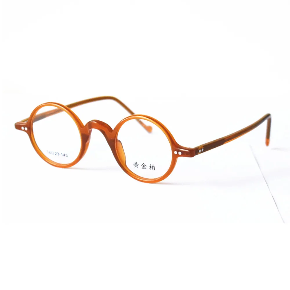 Vintage-Small-Round-Eyeglass-Frames-38mm-Full-Rim-Orange-Gold-Men-Women ...