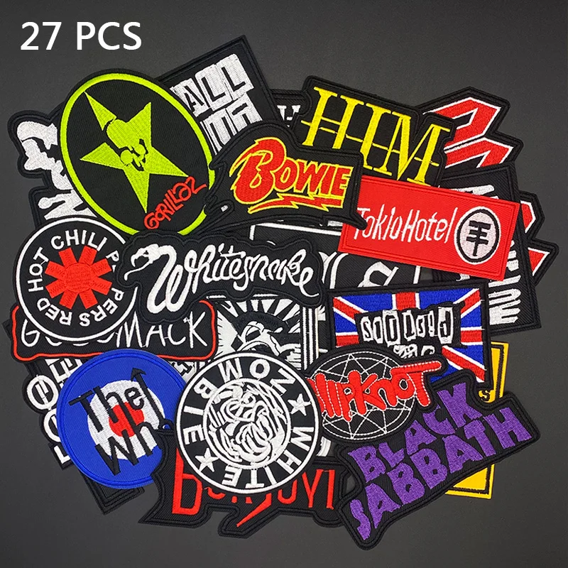 27Pcs/Lot BAND Music Patch Badges Embroidered Applique Sewing Iron On ...