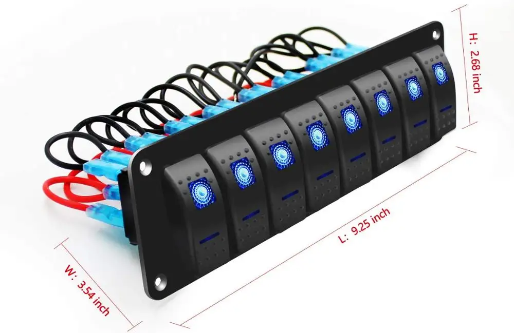 Universal Red Blue Green 8 Gang Switch Panel Fuse Circuit Overload ...