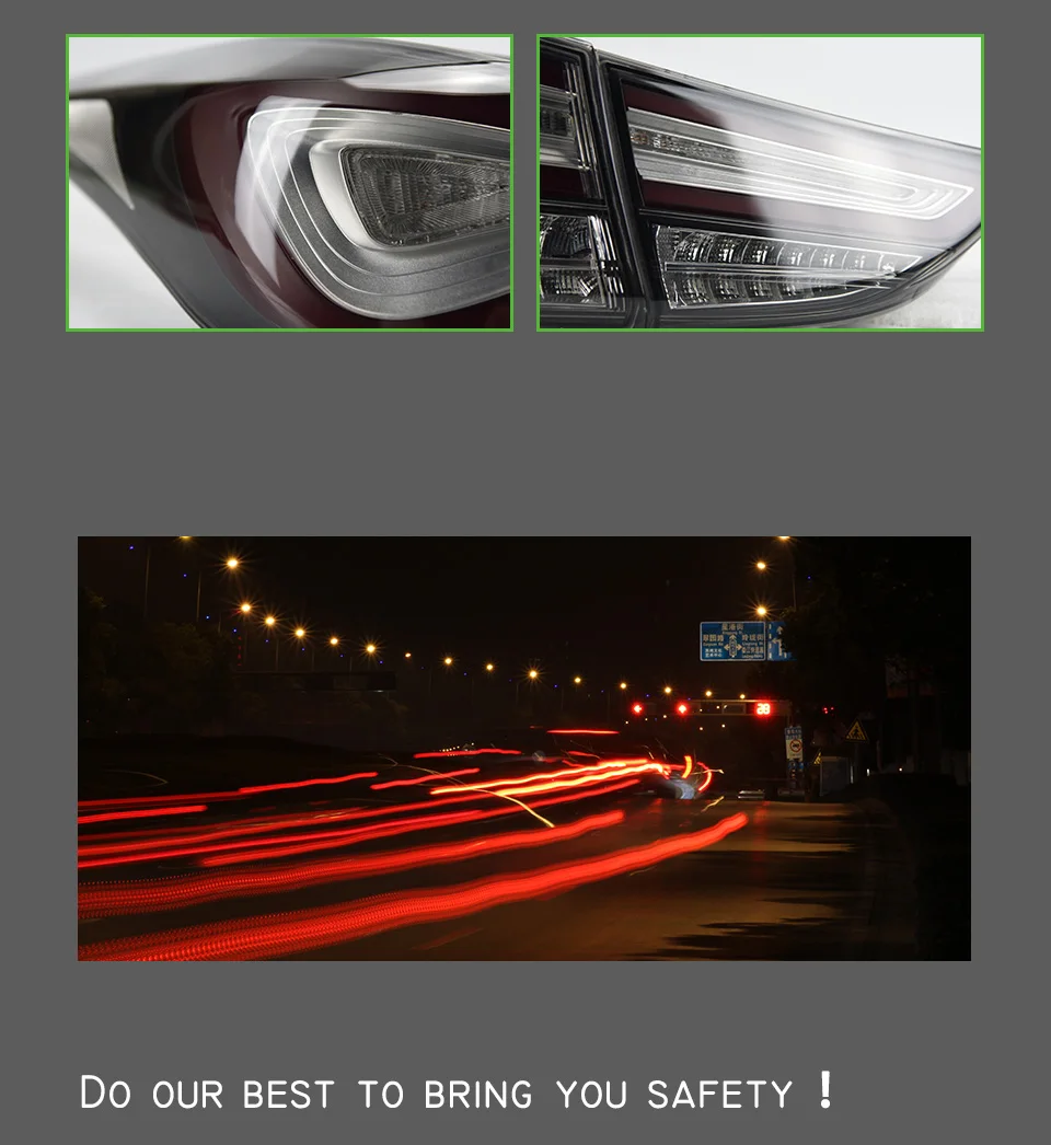 Hyundai Elantra Tail Lights 2011-2016 LED Tail lamp light LED Rear lamp ...
