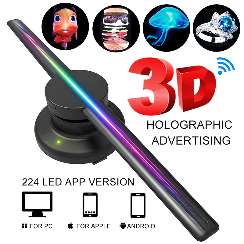3d Hologram Advertising Fan Projector Light Display Holographic Led ...
