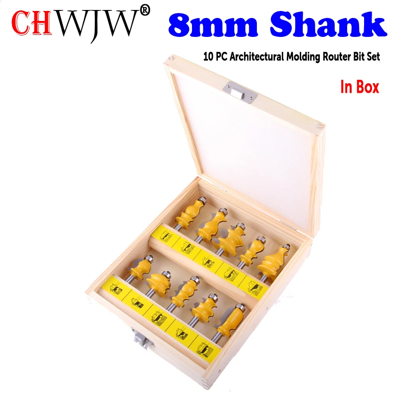 CHWJW-8mm-Shank-10PC-Architectural-Molding-Router-Bit-Set-Line-knife ...