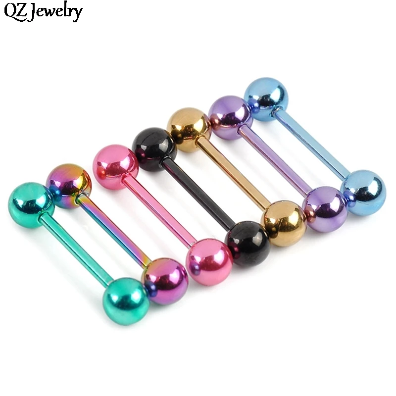 7pcs Tongue Piercing Stainless Steel Plated Piercing Tongue Rings Rods ...