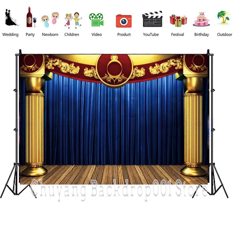 Blue Stage Curtain