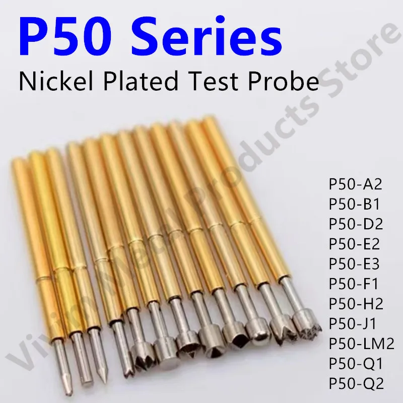 100PCS-P50-Series-Nickel-Plated-Test-Probe-Electronic-Spring-Detection ...