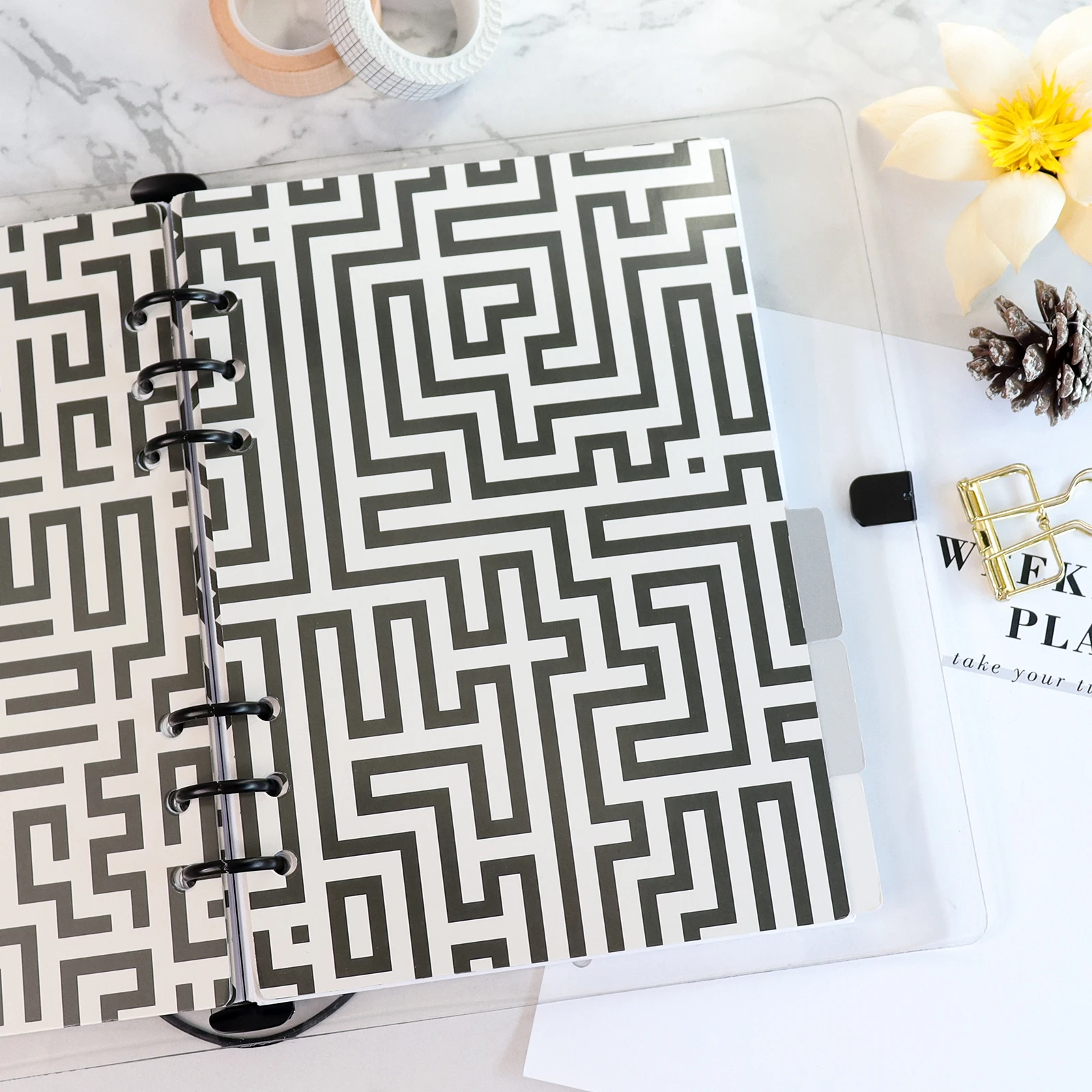 Feuillet mobile,classeur créatif à rayures labyrinthe,Pages d ...