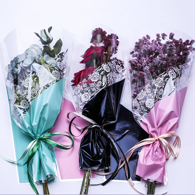50PCS-Single-Bouquet-gift-Small-bags-Halfclear-decorative-Pattern ...