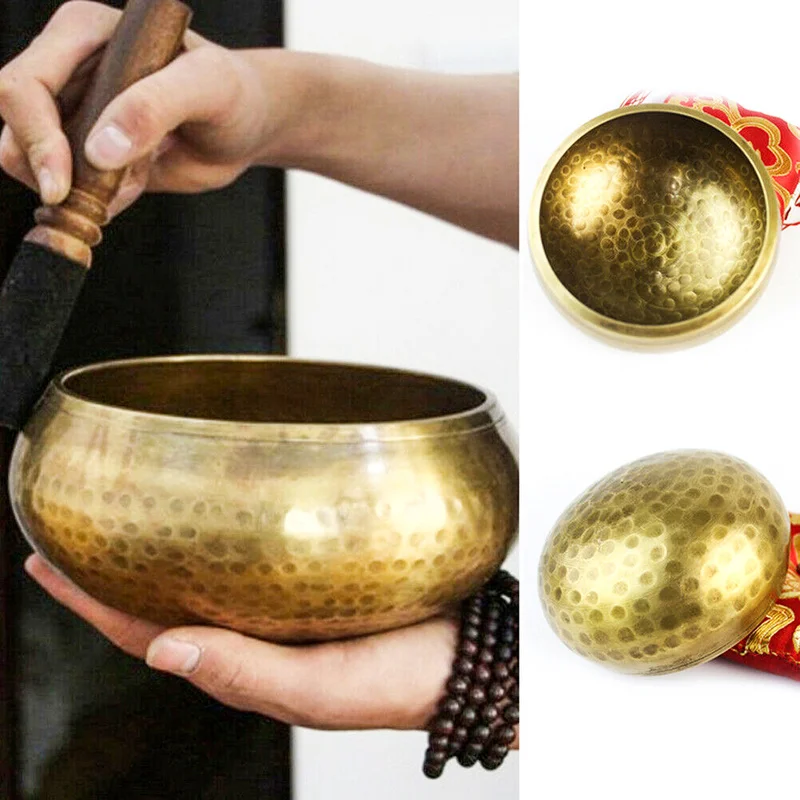 Nepal Tibetan Singing Bowl Meditation Gong Zen Yoga Bowls With Wooden ...