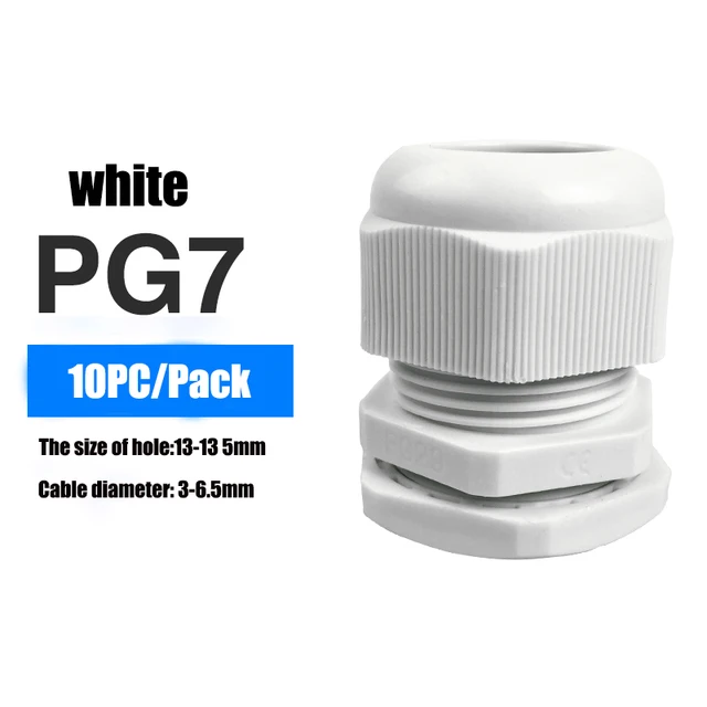 Waterproof Cable Gland 10pcs Cable entry IP68 PG7 for 3-6.5mm PG9 PG11 PG13.5 PG16 PG19/21 ...