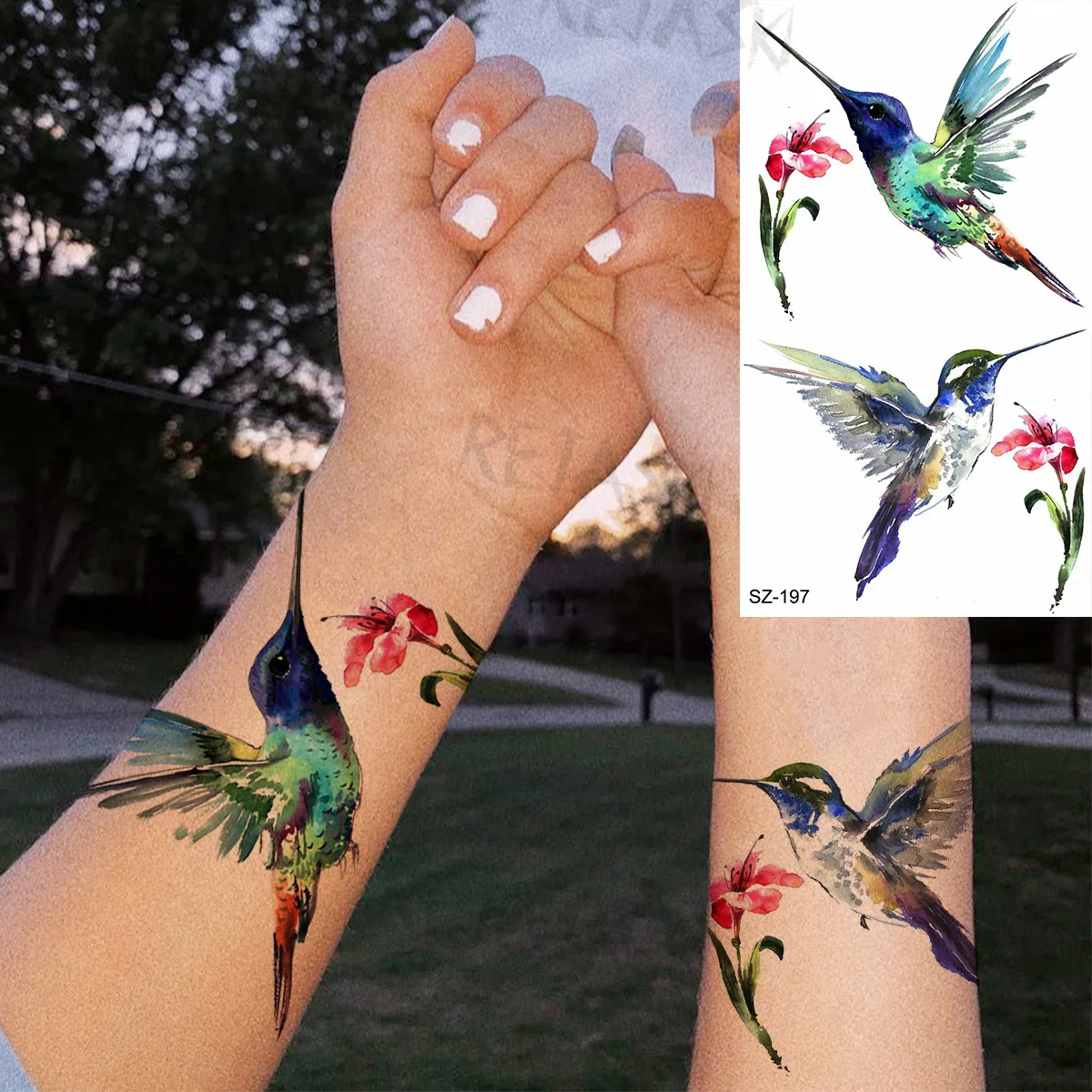 Watercolor Hummingbird Tattoo Wrist