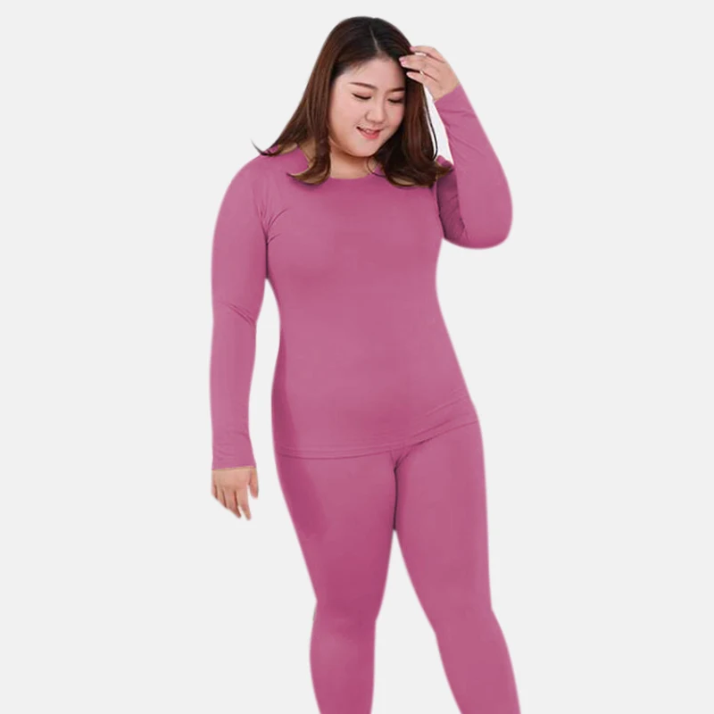 Plus Size Thermal Underwear Women Velvet Ladies Winter Clothes Two ...