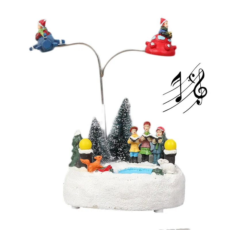 Whirligig Rotating Luminous LED Light Music Christmas Santa Claus Tree ...