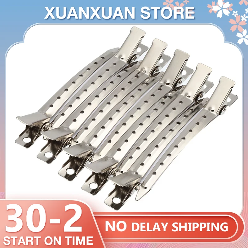 10-12PCS-Stainless-Steel-Hair-Clip-Salon-Hairdressing-Duck-Mouth ...