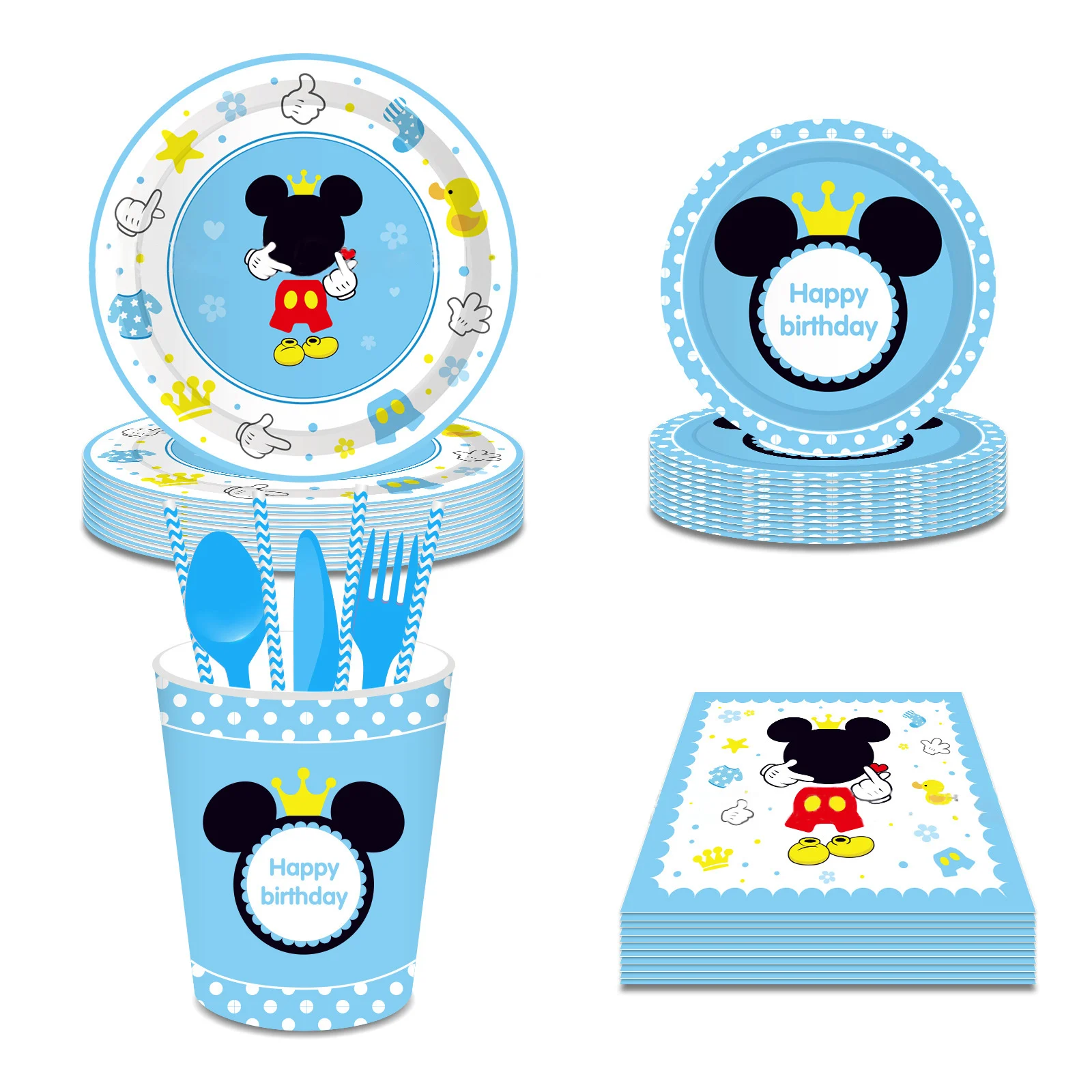 Decoração azul do mickey mouse para festa de bebês, roupas de festa ...