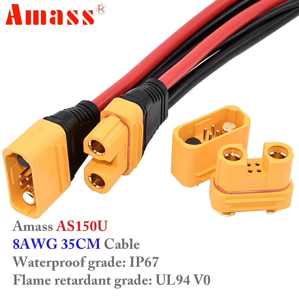 Amass-AS150U-70A-Copper-Plated-Male-Female-Plug-Connector-8AWG-Silicone ...