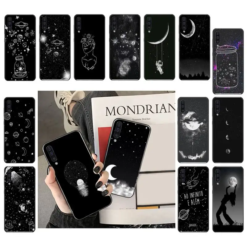 삼성 갤럭시 A7 A50 51 A70 80 A40 A20 A30 A8 A6 A8 Plus A9 A71 용 우주 비행사 폰 케이스, 흰색 달 별 우주 비행사|전화 범퍼 ...