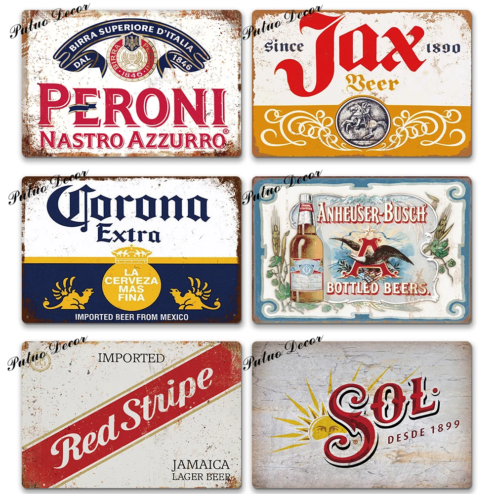 Beer Metal Sign Plaque Metal Vintage Pub Tin Sign Metal Plate Wall ...