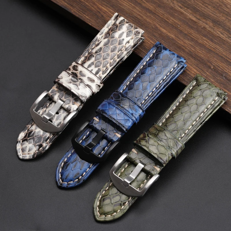 Handmade snakeskin Watchband 20MM 22MM 24MM Black White Green Blue ...