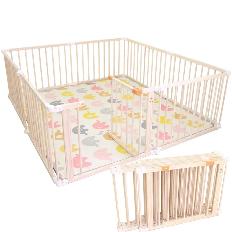 Foldable-Baby-Playfence-Indoor-Outdoor-Game-Fence-Solid-Wood-Children-s ...
