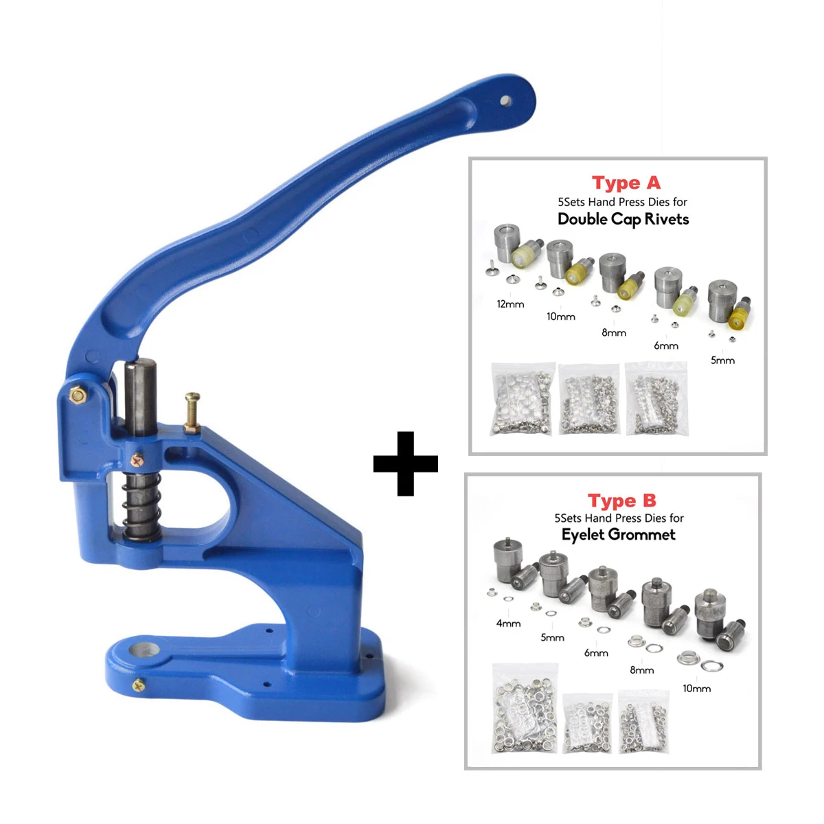 Kalaso Hand Punch Press Machine For Eyelet Grommet Dies Or Double Cap ...