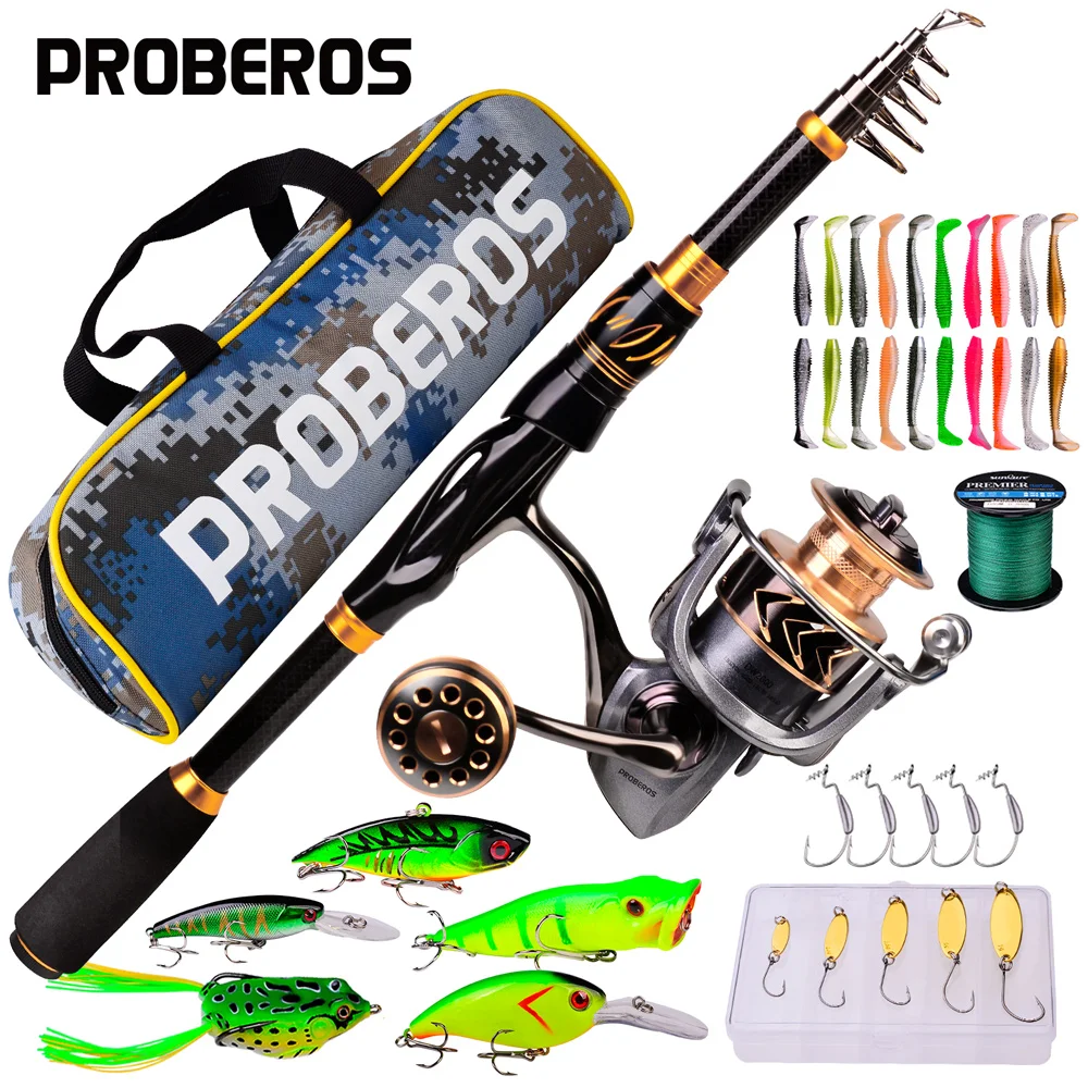 Proberos Fishing Rod & Reel Combo 2.1m Carbon Fiber Telescopic Rod 5.1 ...