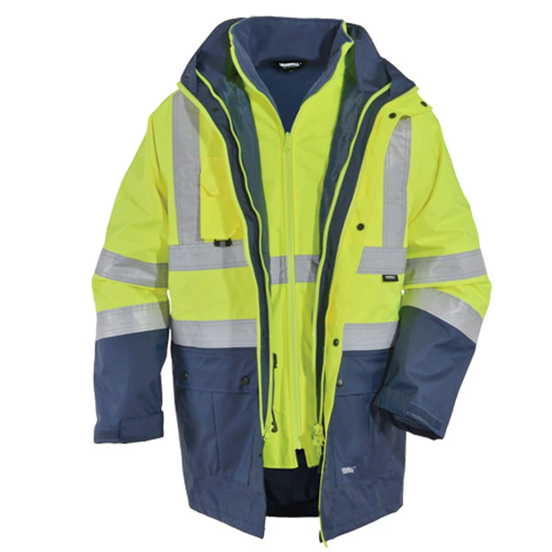 Jaqueta de segurança 5 em 1 enengrenagem ansi/mar 107 as/nzs hi vis ...