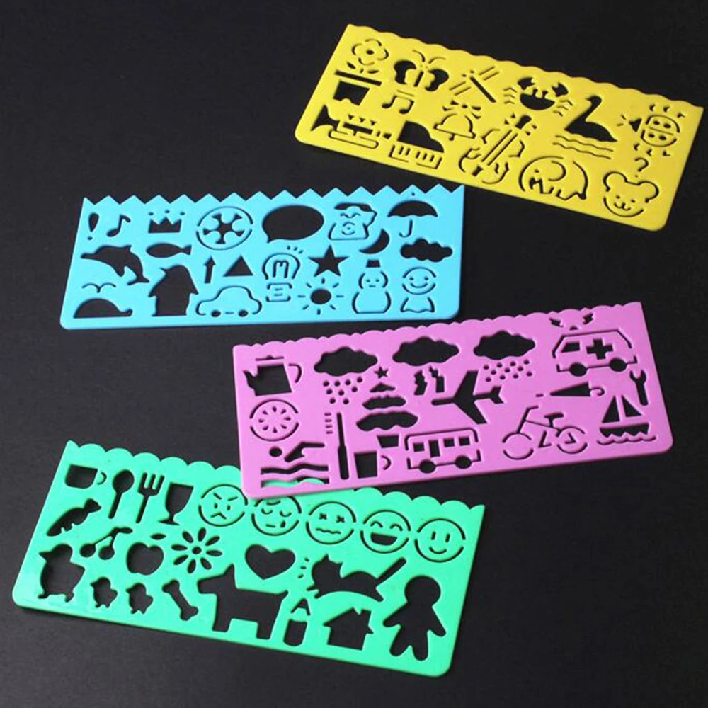 4PCS-Kids-Early-Learning-Stationery-Ruler-Paint-Drafting-Art-Drawing ...